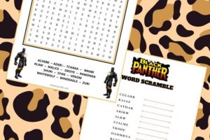 Black panther word games - Kids Crafts Printables