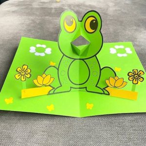 Frog pop up card craft with free printable frog template