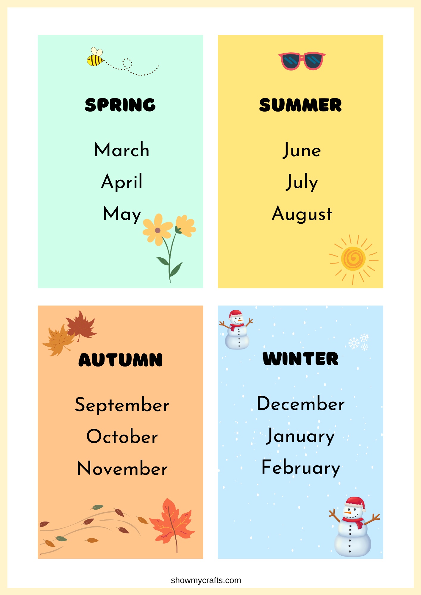 Seasons and Months Matching Game | Fun Learning Activity