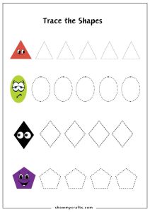 Shapes Tracing Activity - Kids Crafts Printables Free Worksheets