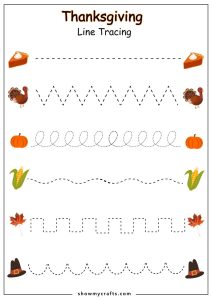 Thanksgiving Line Tracing Worksheets - Kids Crafts Printables