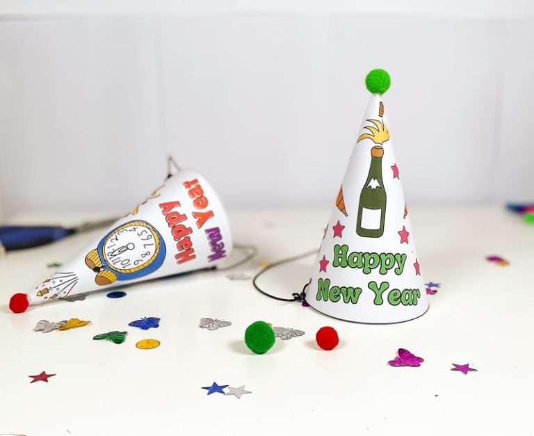 New Year Party Hat Craft - Kids Crafts Printables [Free templates]