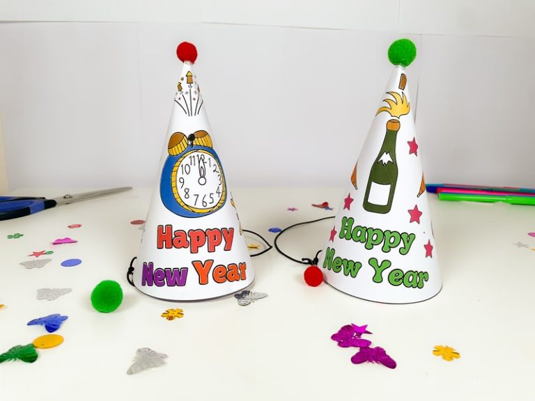 New Year Party Hat Craft - Kids Crafts Printables [Free templates]