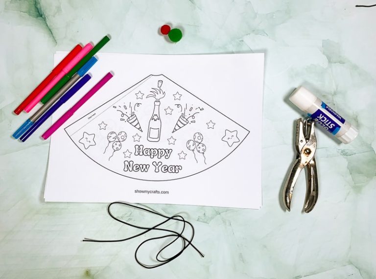 New Year Party Hat Craft - Kids Crafts Printables [Free templates]
