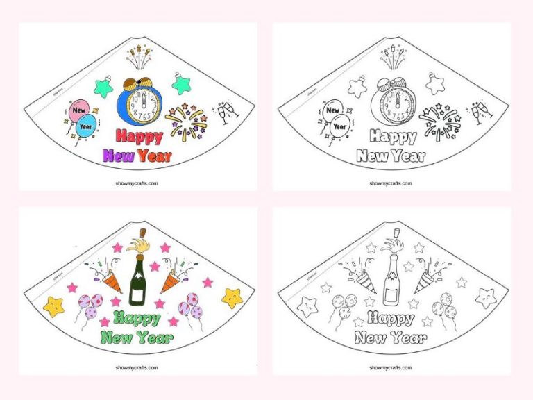 New Year Party Hat Craft - Kids Crafts Printables [Free templates]