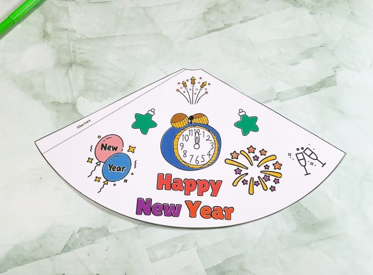 New Year Party Hat Craft - Kids Crafts Printables [Free templates]